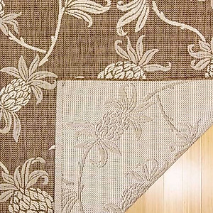 Gertmenian Indoor/Outdoor Kona Coast by Reyn Spooner Runner Rug - 2x6 Runner, Stain & UV Resistant, Ideal for Deck, Patio, Poolside Rooms - Pineapple, Brown, 46657