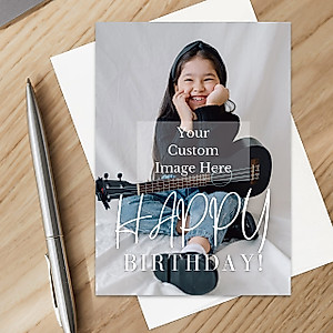 Simply Uncaged Christian Gifts Personalized Happy Birthday Card Custom Your Photo Image Upload Your Text Greeting Card (Single Card)
