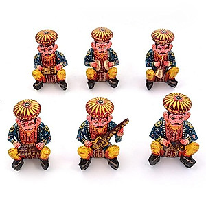 Garden Of Arts Wooden Sitting Musician 4 inch Bawla Set of 5 Handmade Handicraft for Home Decor Gift Item