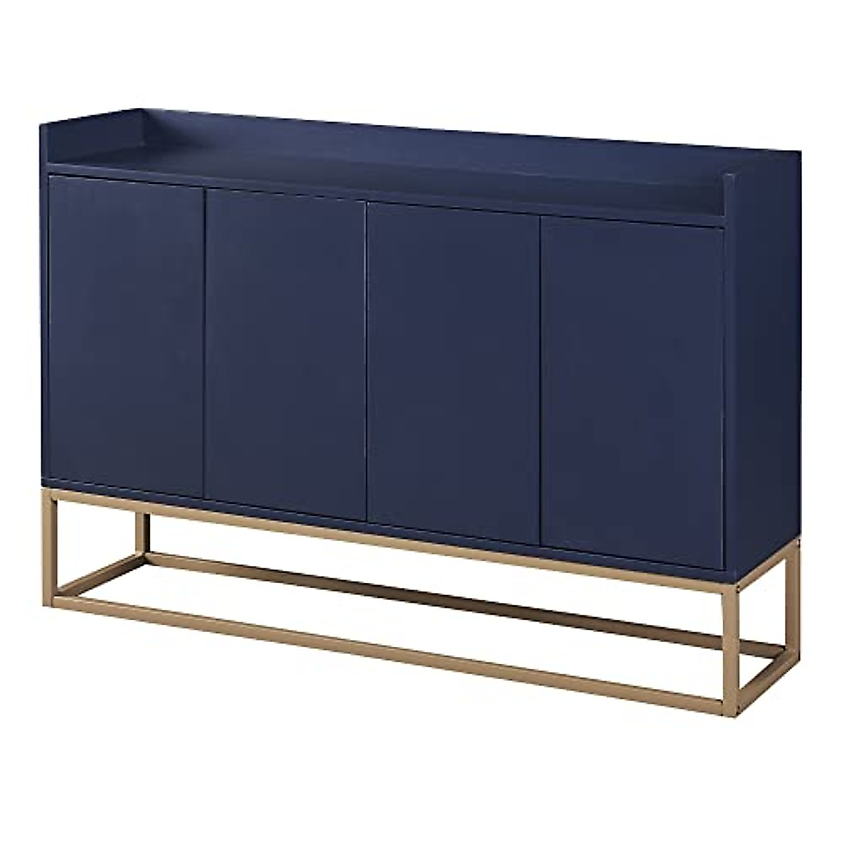 RuiSiSi Modern Sideboard Cabinet Wood Rebound Device Straight-Opening Doors Kitchen Sideboard Buffet Storage Cabinet Narrow Console Table for Entryway Metal Leg, Navy