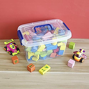 Ponpong 5.5 Quart Plastic Storage Boxes Bins Containers with Lids and Handles, 6 Packs