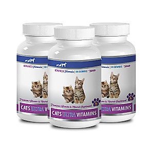 cat Healthy Skin and Fur - CAT Ultra Vitamins - Essential Minerals and NUTRIENTS - Immune Support - Hair and Coat Health - Calcium for Cats - 3 Bottles (270 Chewable Tablets)