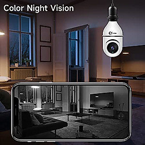 XVIM 3MP Security Light Bulb Camera, Wireless 2.4Ghz WiFi Light Bulb Security Camera, Pan/Tilt Bulb Camera with Night Vision, Human Detection