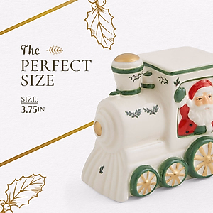 Spode Christmas Tree Miniature Christmas Village Figural Decoration, Snowy Christmas Village Set, Ceramic Holiday Decor - Festive Holiday Decorations for Indoor Display (Train)