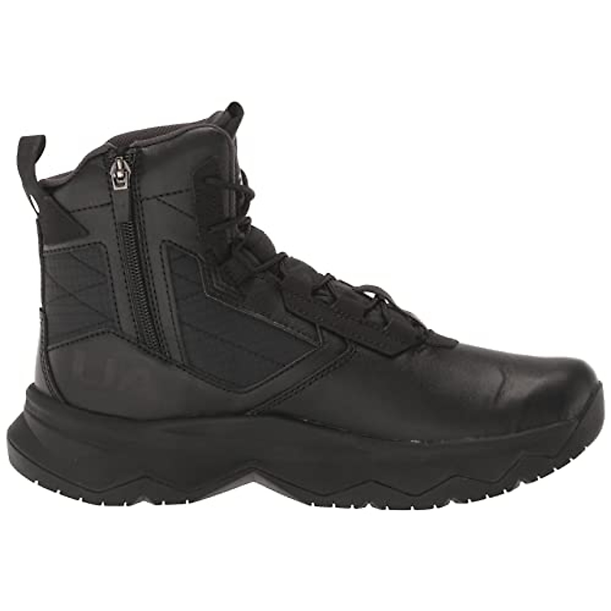 Under Armour Men's Stellar G2 6" Side Zip Lace Up Boot Military and Tactical, (001) Black/Black/Pitch Gray, 11