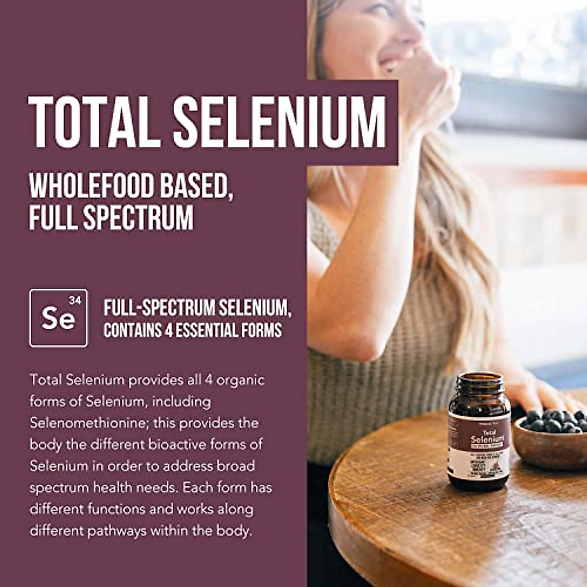 Total Selenium - 200 mcg, Plant-Based Selenium - Full Spectrum, Contains 4 Essential Organic Forms of Selenium Including Selenomethionine - Derived from Garlic - 60 Capsules