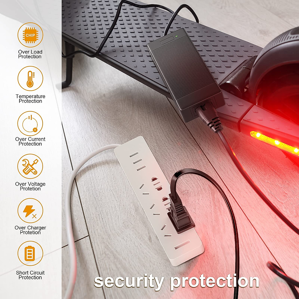 SoulBay 42V Electric Scooter Charger for Hover-1 Gotrax Scooters 36V Lithium Battery Bike E-Bike, AC 100-240V to DC 42V 2A Battery Charger Replacement, 1 Prong 5.5mm Round Tip