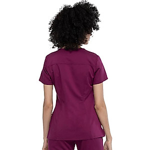 Sanibel Scrubs Stretch V-Neck Top (Wine, M)