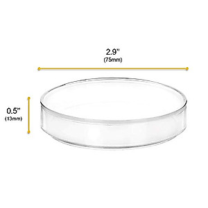 12PK Plastic Petri Dishes with Lids - 2.9" Diameter, 0.5" Depth - Molded in Polypropylene - Reusable, Autoclavable - Translucent - Eisco Labs