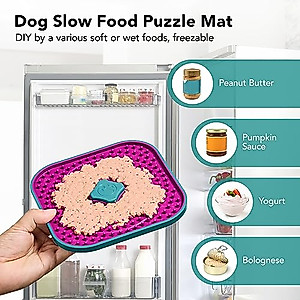 Wigglo Licking Mat for Dogs Cats Crate - Large 7.1" Pet Slow Feeder Mat for Treats Boredom & Anxiety - Safe Durable Dog Lick Pad for Small Medium Large Dogs Training, Freezable