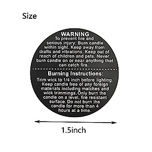 1000 PCS Candle Warning Labels, 1.5inch Round Candle Safety Labels Sticker for Candle Making DIY Candle Jars (Black)