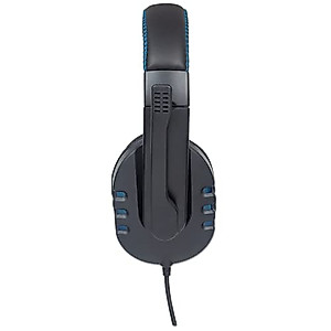 Manhattan USB-A Gaming Headset with LEDs. Retractable Built-in Microphone, Audio Control, Integrated 1.8 m Cable, Black and Blue