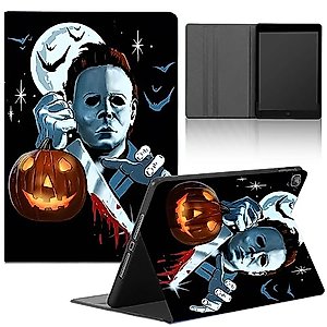 Cool Tablet Case for Samsung Galaxy Tab A7 10.4 Inch Case (2022/2020),Horror Movie Pattern Skull Halloween Design Cases,PU Leather Folio Back Cover Funda for Samsung Tab A7 SM-T500/T505/T507,Pumpkin 2