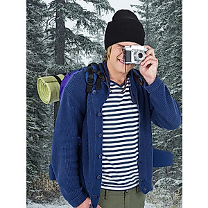 SATINIOR 1-Hole Knitted Full Face Cover Ski Mask, Adult Winter Balaclava Warm Knit Full Face Mask for Outdoor Sports Black, 38 x 22 cm/ 14.96 x 8.66 inches