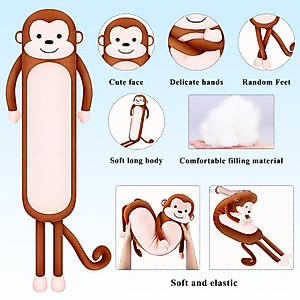 Achwishap Long Monkey Stuffed Animal Plush Toy,40” Kawaii Large Huggable Sleeping Monkey Plush Pillow,Soft Monkey Throw Body Pillow,Cute Plushies Cushion Doll Gifts for Kids Adults