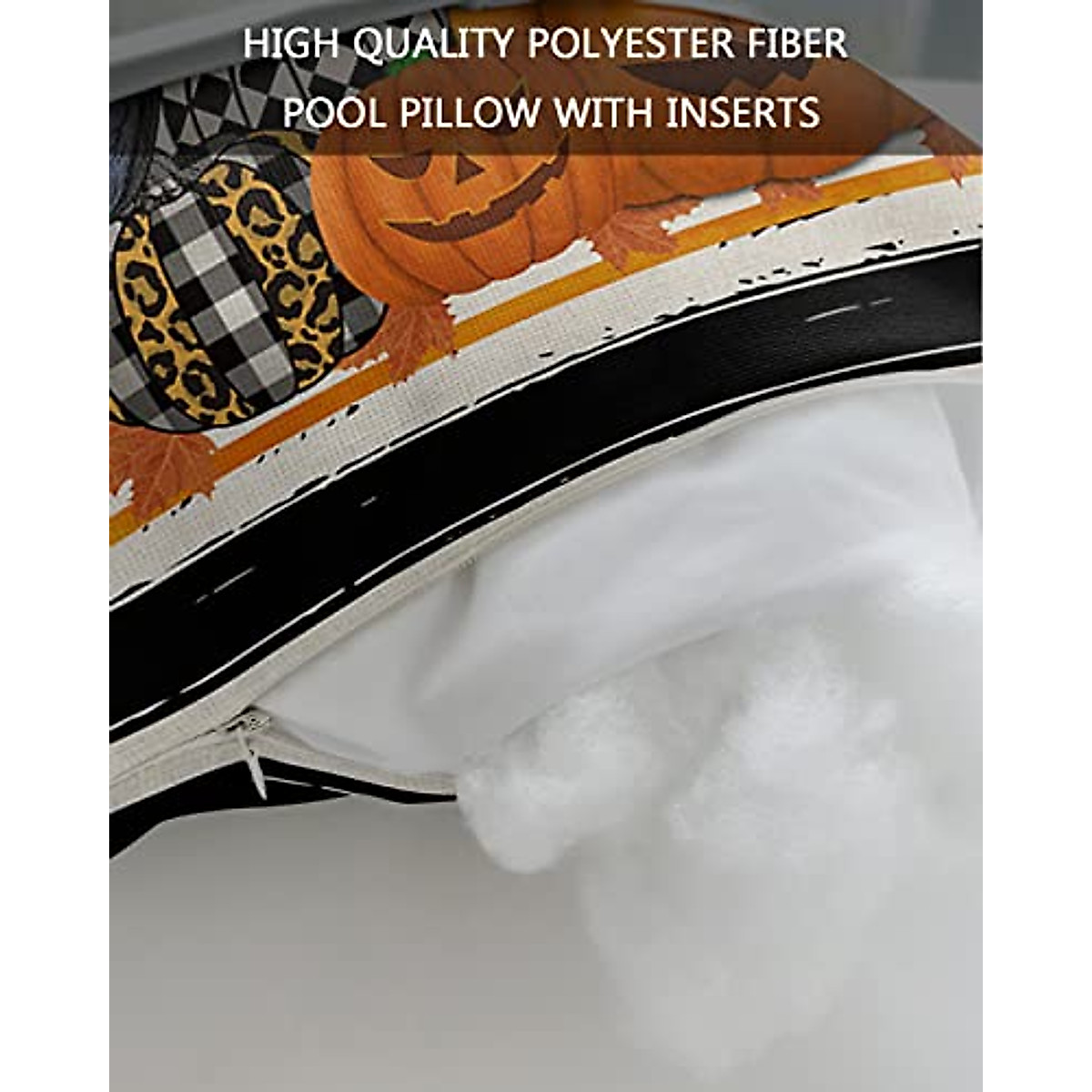 Recliner Head Pillow Ledge Loungers Chair Pillows with Insert Trick or Treat Pumpkin on Rustic Stripes Lumbar Pillow with Adjustable Strap Outdoor Waterproof Patio Pillows for Beach Pool, 2 PCS