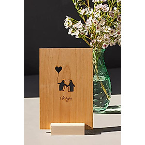 Penguin Love Wood Wedding Anniversary Card for Wife Husband [Happy Birthday Penguin Gifts for Him Her Couple, Valentine's Day Card for Boyfriend Girlfriend, Made in the USA]