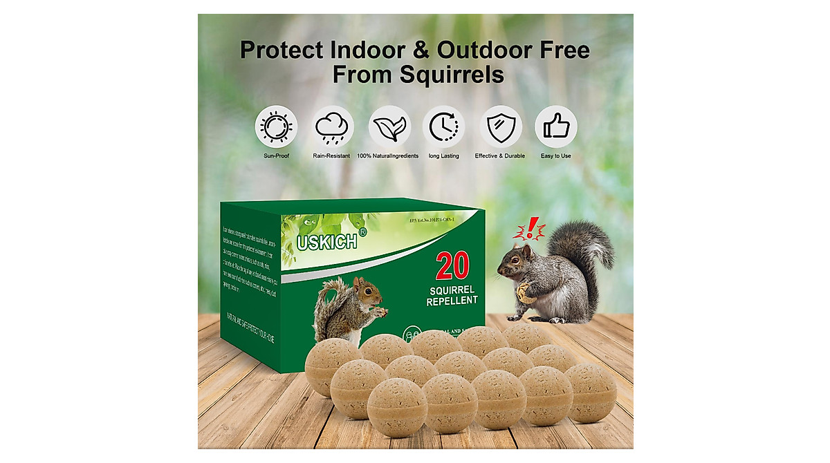 Squirrel & Chipmunk Repellent Outdoor - 20PK for Garden, Attic