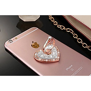 Cell Phone Ring Holder,360° Rotation Diamond Metal Finger Ring Grip for iPhone iPod iPad Samsung Galaxy and Other Smartphones (Rosegold)
