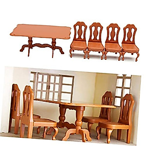 SAFIGLE 1 Set/5pcs Toddler Table and Chairs Kids Desk Chairs for Girls Kids Chairs for Table Mini Table and Chair for Toddler Kids Mini Table and Chairs Kids Resin Table and Chairs Brown