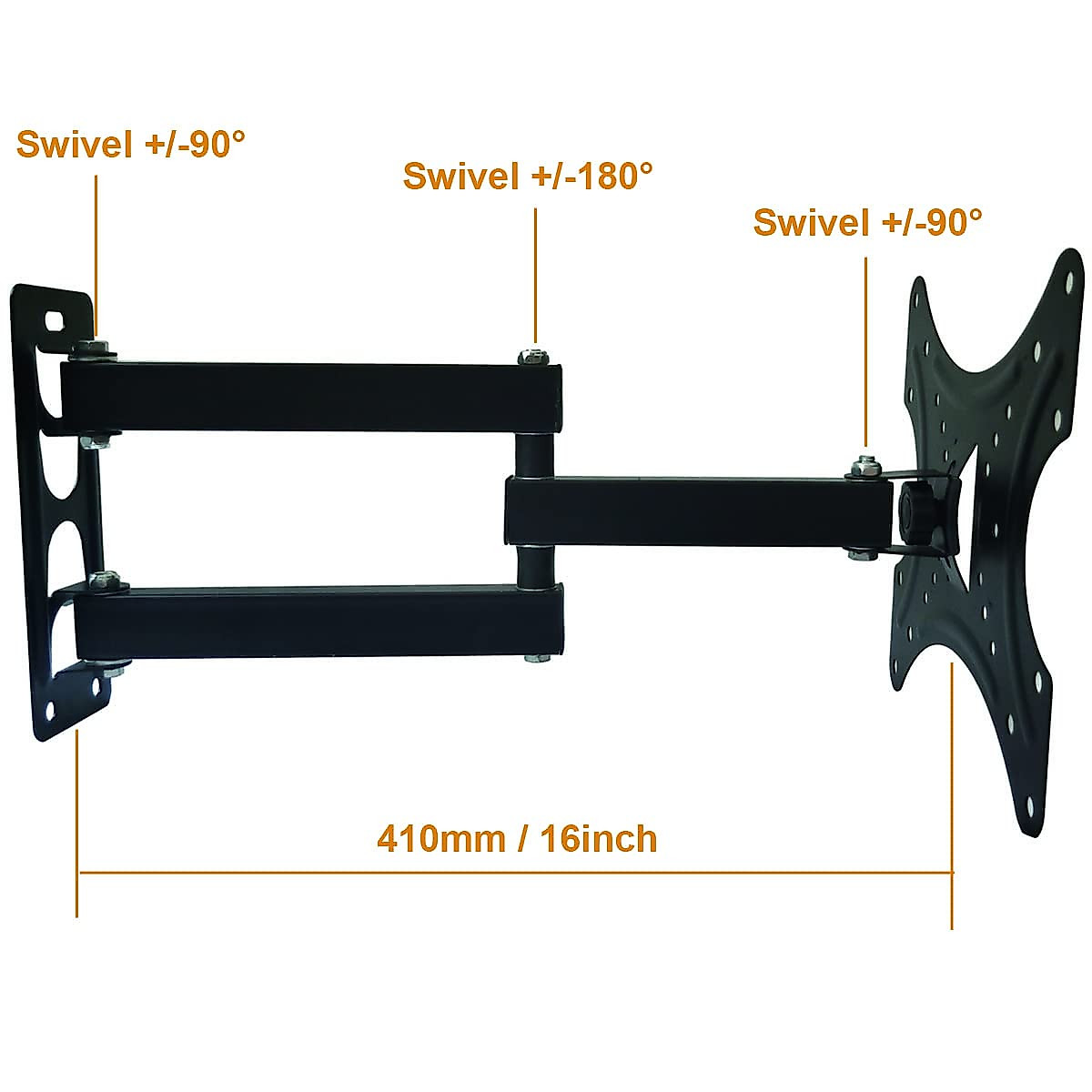 Henxlco Full Motion TV Wall Mount Articulating Swivel Tilt Extend Bracket for Most 13-40 Inch LED LCD Flat Panel Curved Screen Max VESA 200x200mm