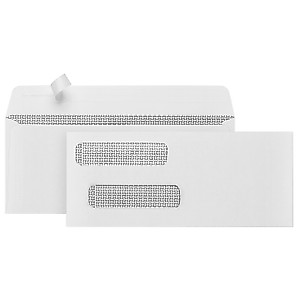 500 Self Seal Double Window Security Envelopes Designed for QuickBooks Checks - Computer Printed Checks - 3 5/8 X 8 11/16 (Not for Invoices)