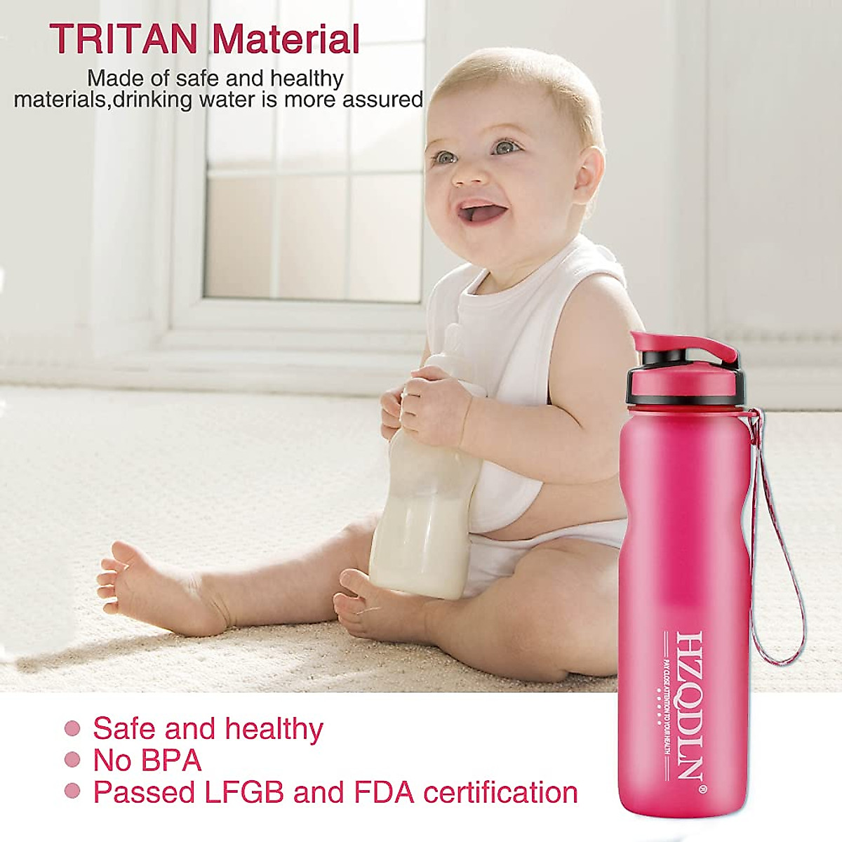 HZQDLN Sports Water Bottle, BPA Free & Frosted Tritan Plastic, 36oz Water Bottle with Leak Proof Flip Top Lid, Apply to The Gym, Yoga, Running, Outdoors, Cycling, and Camping…