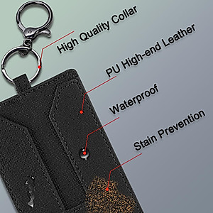 Car Key Clip, PU Leather Key Card Cover, Key Card Holder Case with Keychain Fit for Model 3 and Model Y (Black)