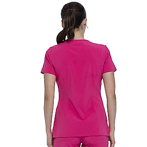 Dickies EDS Essentials Scrubs, V-Neck Womens Tops with Four-Way Stretch and Moisture Wicking DK615, M, Hot Pink