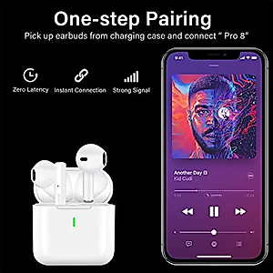 Wireless Earbuds Bluetooth 5.1 Headphones 30H Playtime in-Ear Hi-Fi Stereo Sound Noise Cancellation Mic IPX7 Waterproof Headset for iPhone/Samsung/Android/PC White