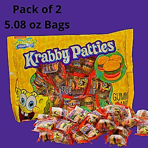 Krabby Patty Gummies, Original Bulk Candy Individually Wrapped for Party Bags, Pack of 2, 5.08 Oucnes
