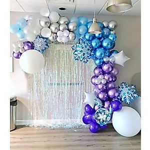 Blue and Purple Balloons Set, 50 PCS Blue 12 Inch Mermaid Balloons, Metallic Purple Blue White Latex Balloons Confetti Helium Balloons for Girls Mermaid Birthday Party Baby Shower Winter Supplies