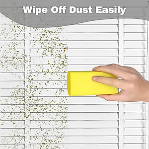 Fikoksol 4pcs Damp Dusting Sponge Yellow, Household Clean Sponges Duster for Cleaning Baseboards Blinds, Vents, Window Trunk, Scrub Magic Sponge Eraser Reusable Wet Sponges Cleaning Supplies Tool