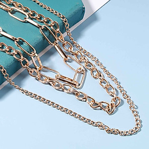 Yheakne Punk Pants Chain Layered Jeans Chain Gold Trousers Chain Wallet Pocket Chain Layered Wallet Chain Hip Hop Pants Chain Jewelry for Women and Men (Gold)