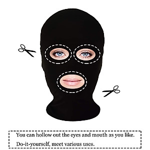 HOMELEX 2 Pieces Full Face Mask, 2nd Skin Masks,Halloween Spandex Hood for Unisex Cloth-Black