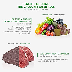 KitchenBoss Vacuum Sealer Bags Rolls, 2 Packs 8"x16.5' and 2 Packs 11"x16.5' Food Sealer Saver Bags, Freezer Bags for Vacuum Sealer