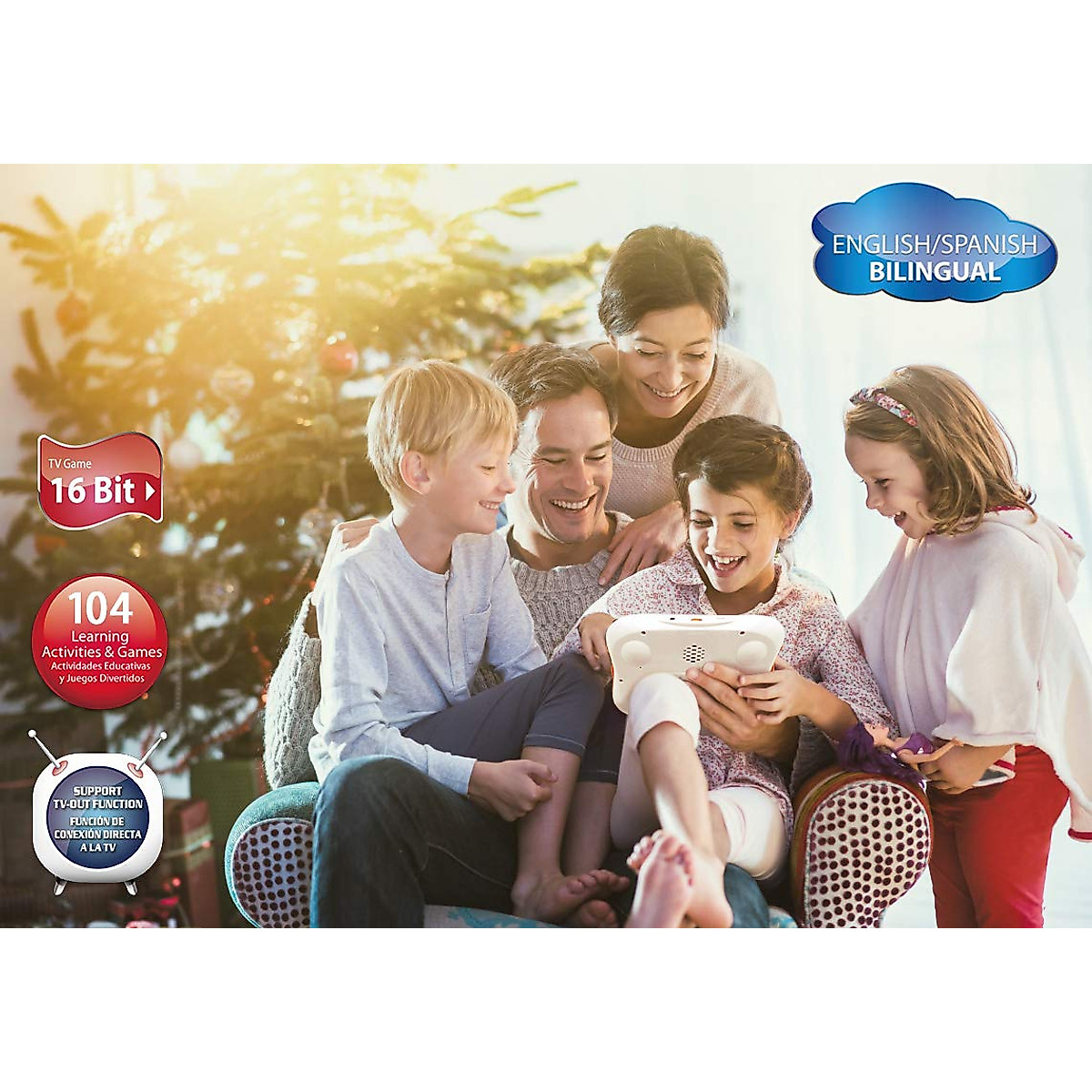 Learn Smart Handheld Language Learning Machine Early Education Device PDA Style Learning Resource 104 Learning Activities&Game English/Spanish Bilingual Support TV-Out Function 2.7”inch TFT Screen