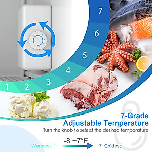 KOTEK 3.0 Cu.Ft Compact Mini Freezer, Upright Small Freezer w/Reversible Single Stainless Steel Door, 7 Grade Adjustable Thermostat, Freestanding Small Freezer for Home, Office, Apartment