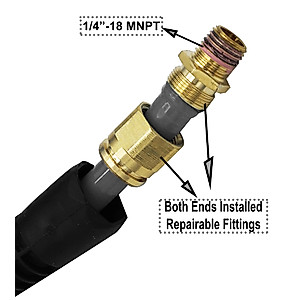 YOTOO Polyurethane Recoil Air Hose 3/8" Inner Diameter by 25' Long with Bend Restrictor, Repairable 1/4" Industrial Quick Coupler and Plug, Gray
