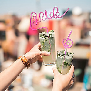 12 Pcs Reusable Bride Straws Bride Heart Shape Plastic Straws Bride to Be Straws for Bachelorette Bridal Shower Wedding Engagement Party Decorations Supplies