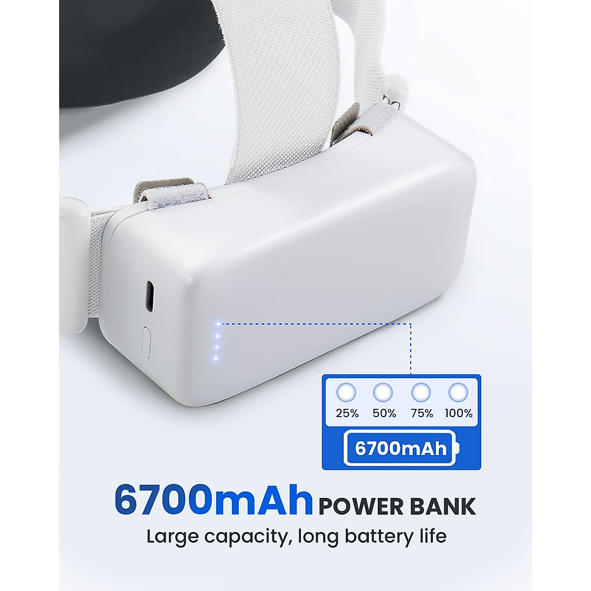 CIYOYO Battery Pack for Meta Quest 3/2, 6700mAh Power Bank for Oculus Quest 2/Quest 3, VR Accessories Portable Charger Compatible with Elite Strap, Extra 2.5-3.5H Playtime, Lightweight