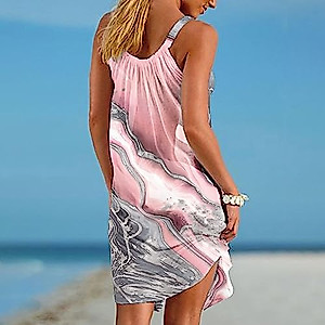 Warehouse Clearance Summer Beach Dress for Women Strappy Empire Waist Floral Print Sleeveless Loose Flowy Mini Sundress Shift Tunic Dress