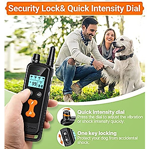 Dog Shock Collar, PEACHAR Dog Training Collar with 2300Ft Remote, Electric Shock Collar with Beep Vibration Shock and Security Lock Mode Waterproof Rechargeable Shock Collar for Small Large Medium Dog