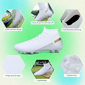 Soccer Cleats Mens Football Cleats Women Tacos de Futbol para Hombre Soccer Shoes for Big Boy Tacos de Futbol Zapatos de Futbol para Hombres Outdoor Soccer Shoes High Top Football Boots AG/FG