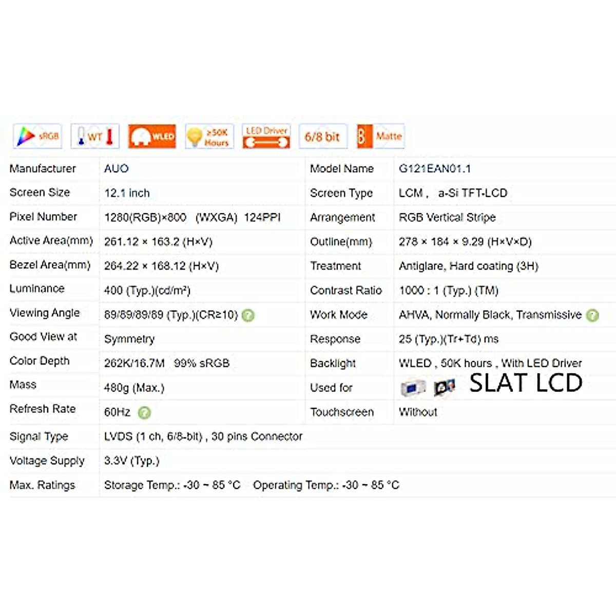 AUO 12.1-Inch LCD Screen G121EAN01.1 with Full kit of Driver Board