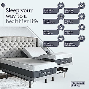 Sven & Son Platinum Series Adjustable Bed Base + 14" Premium Memory Foam Mattress, Platform Frame Compatible, Lumbar Support, USB Ports, Zero Gravity, Dual Massage, Wireless Remote - Split King
