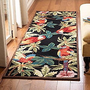 SAFAVIEH Chelsea Collection Runner Rug - 2'6" x 8', Black, Hand-Hooked French Country Wool, Ideal for High Traffic Areas in Living Room, Bedroom (HK296A)