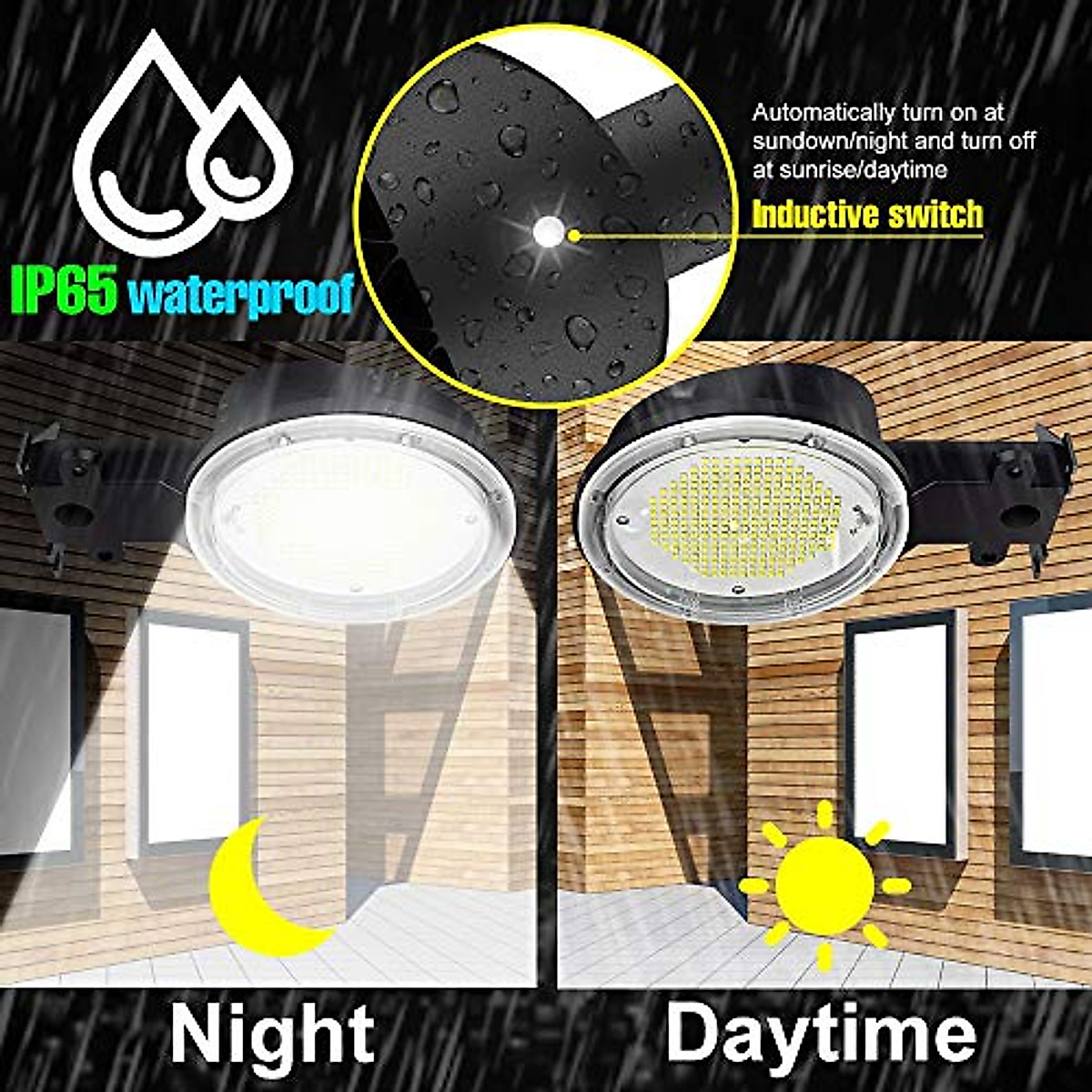 Area Lights Dusk to Dawn，80W Barn Light(800W Incandescent Equiv)12000LM Street Lighting，110V Wall lamp，Light Sensor Outdoor Waterproof IP65，Led Yard Light 5000K Daylight，5-Year Warranty Corridor lamp