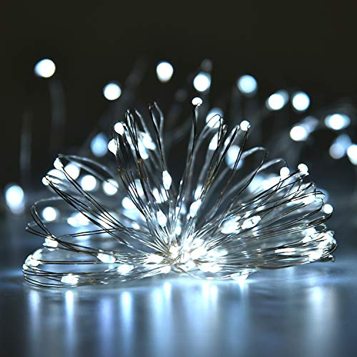 SPRKLINLIN 2 Pack 100 LED Solar Power Fairy Lights, 33FT Outdoor Fairy Lights Waterproof Copper Wire 8 Modes Fairy Lights for Garden, Patio, Wedding, Party, Christmas, Home (White)
