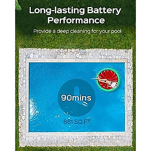 WYBOT 2023 Premium Cordless Robotic Pool Cleaner, Automatic Pool Vacuum with Powerful Suction, LED Indicator, Last 90 Mins, Self-Parking, Ideal for Above/In-Ground Flat Pools up to 40 Feet-Osprey 300